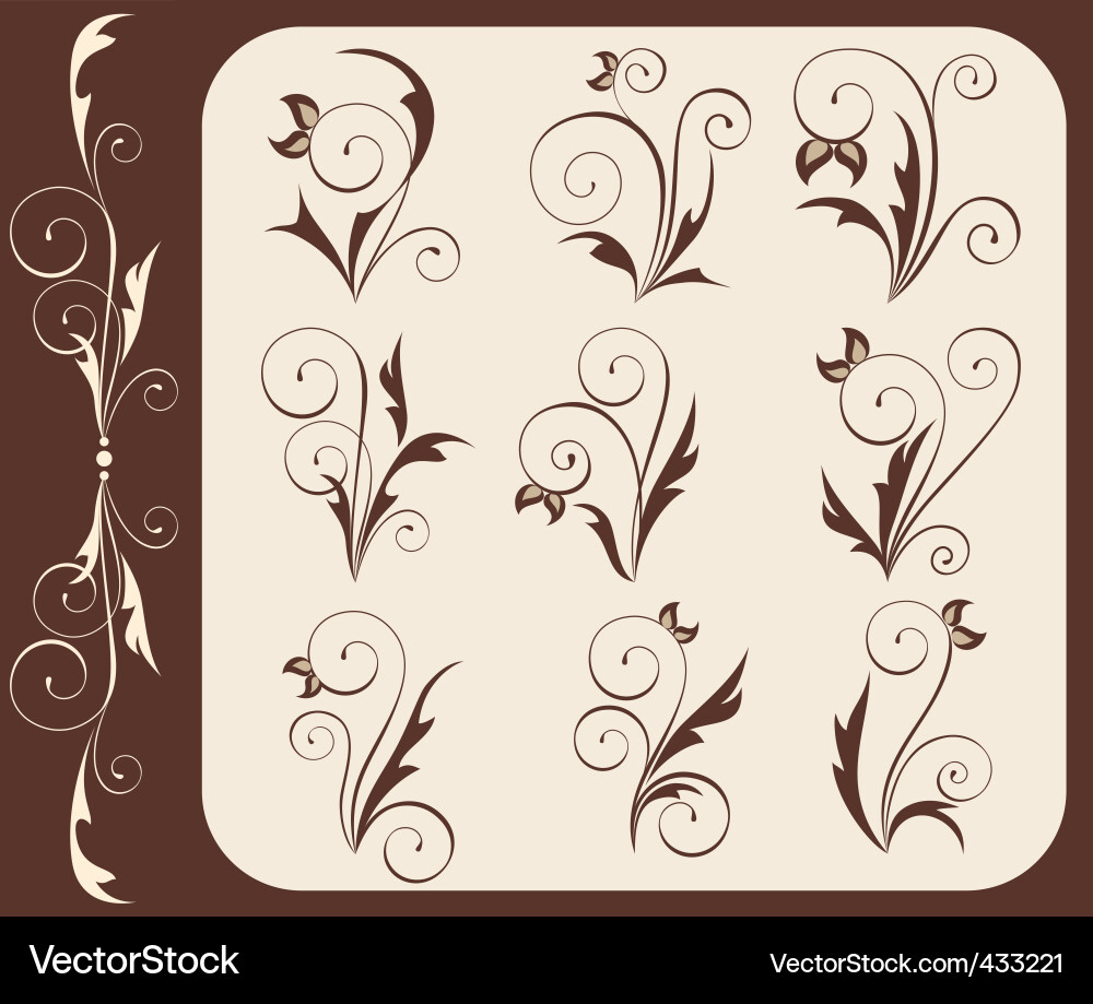 Retro floral elements Royalty Free Vector Image