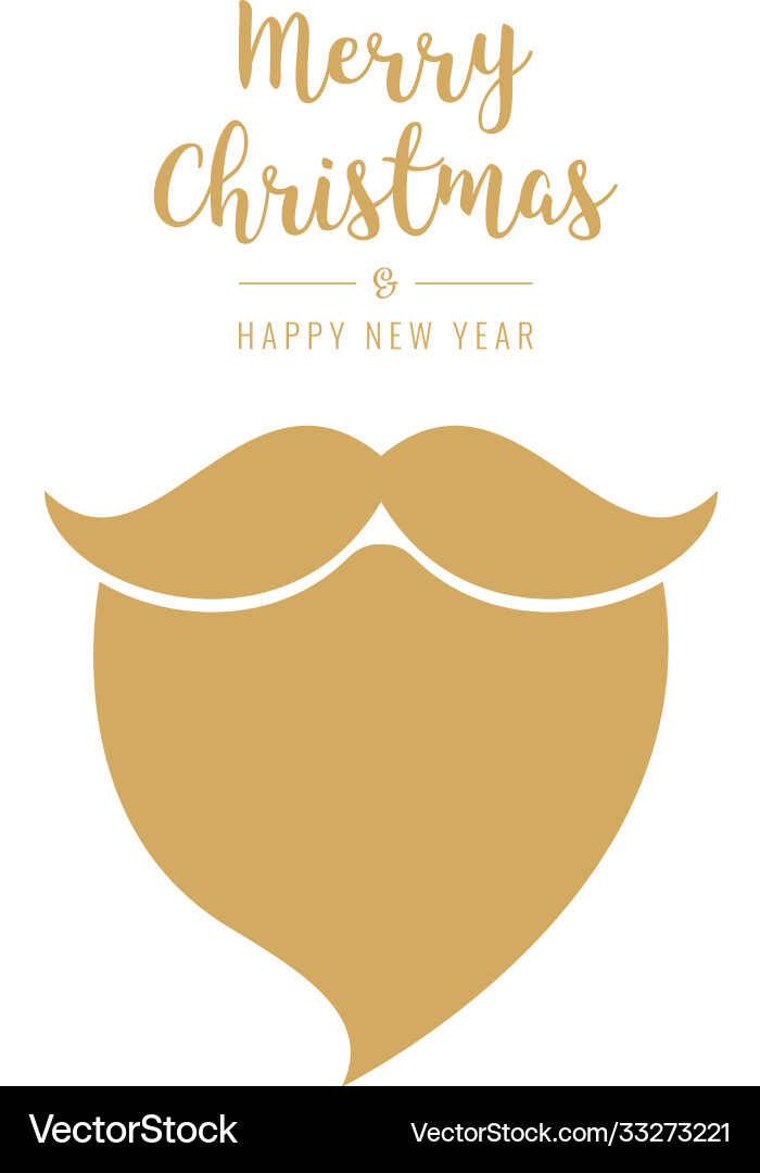 Santa beard christmas greetings golden white Vector Image