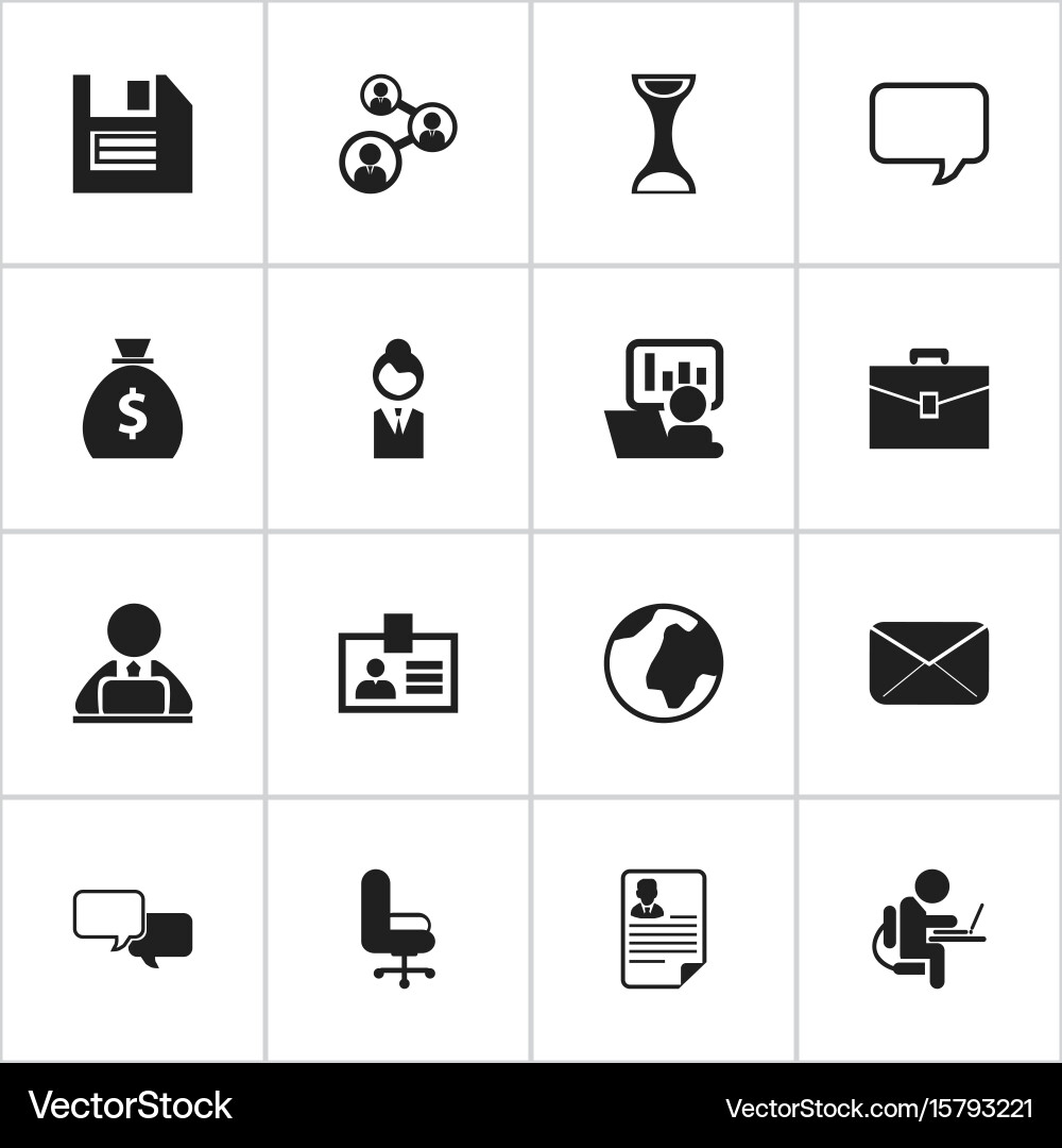 Set of 16 editable office icons includes symbols Vector Image