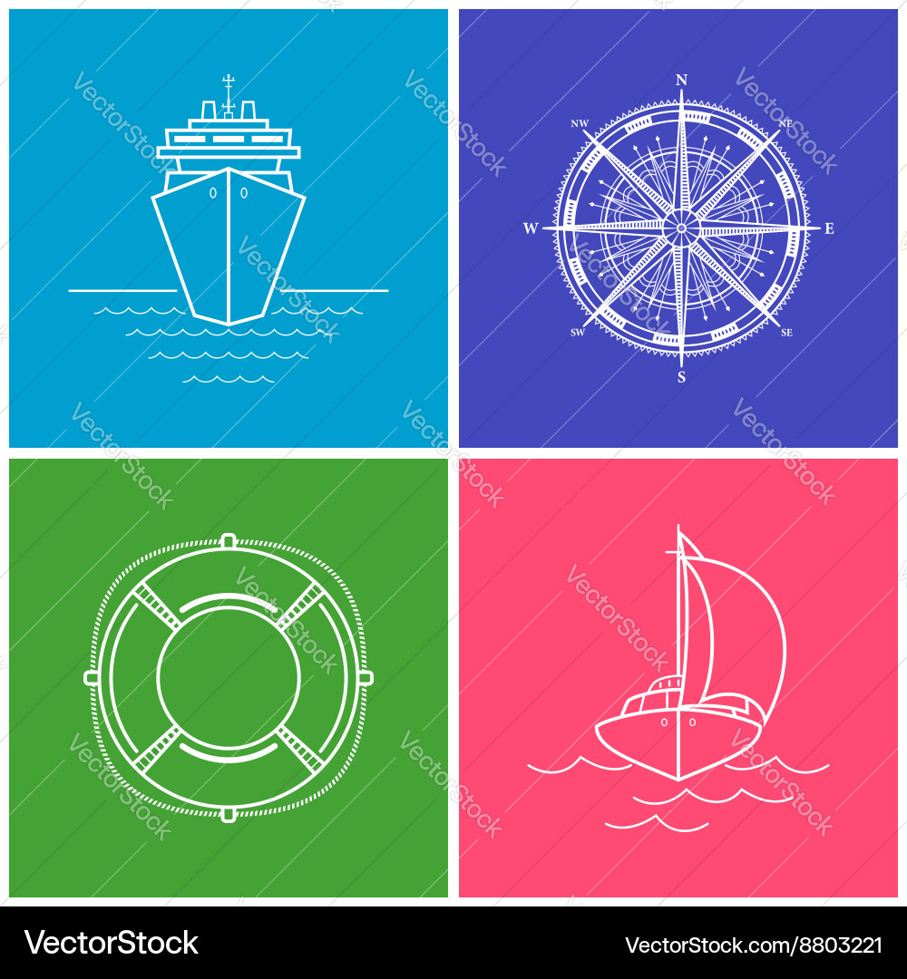 Set of color maritime icons Royalty Free Vector Image