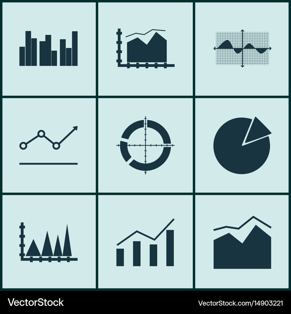 Set of graphs diagrams and statistics icons Vector Image