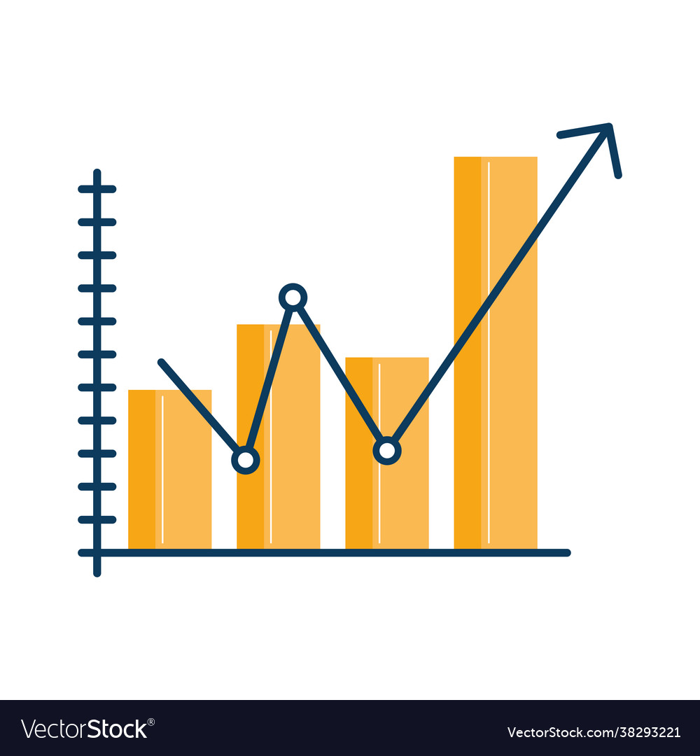 Statistics bars with arrow Royalty Free Vector Image