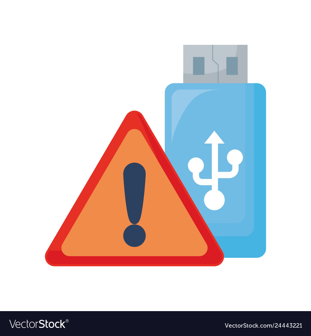 Usb warning alert on white background Royalty Free Vector
