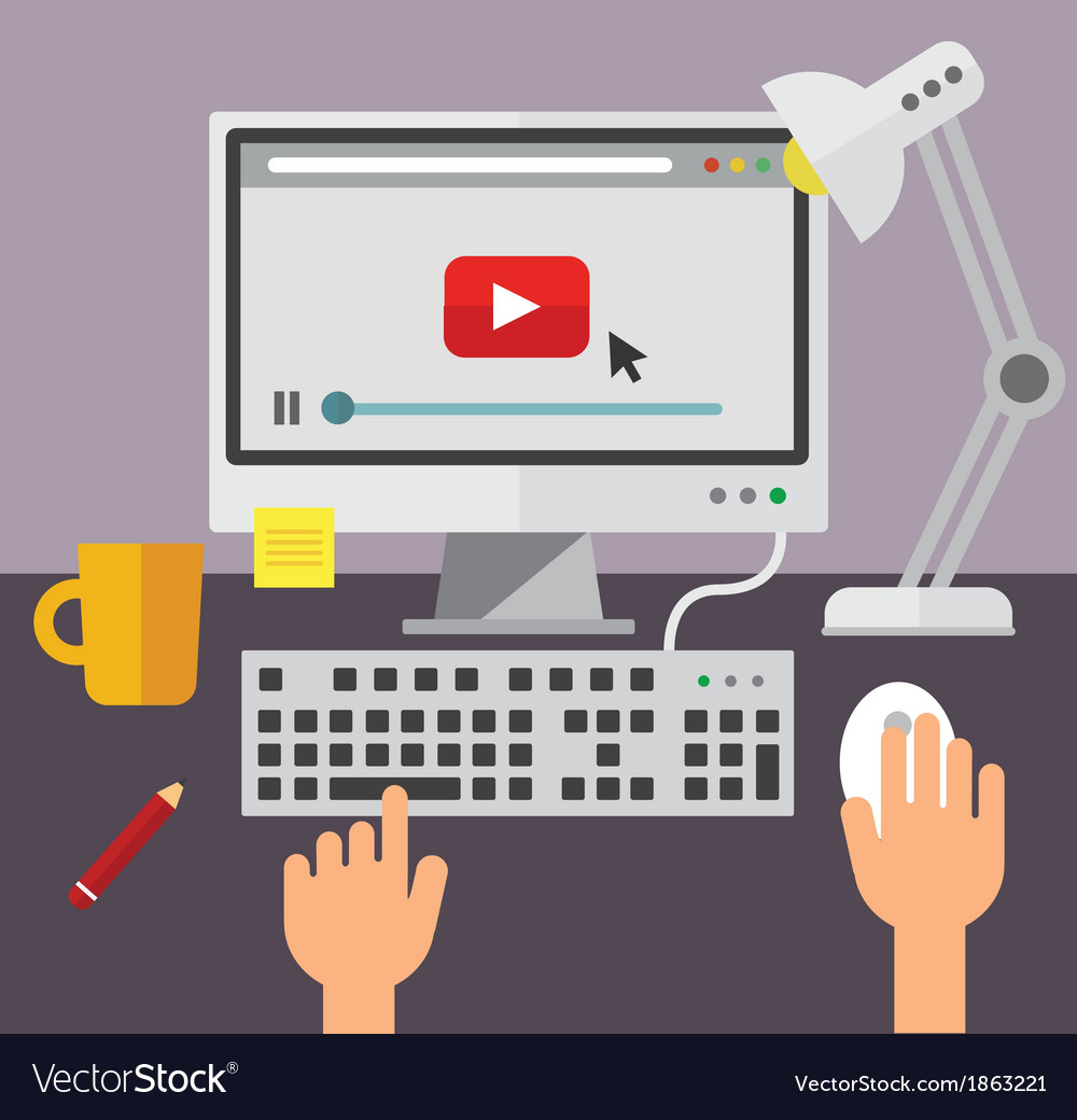 Using a desktop pc Royalty Free Vector Image - VectorStock