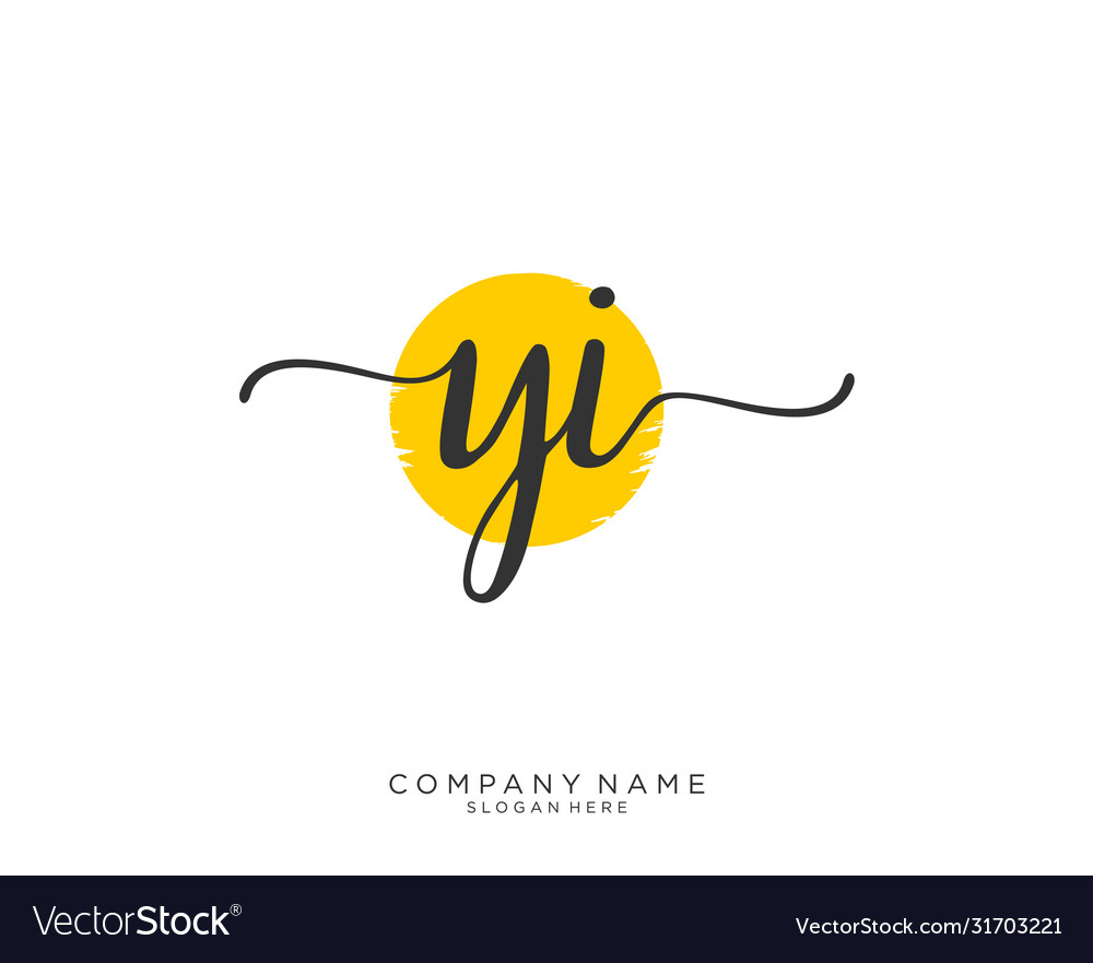 Yi initial handwriting logo design Royalty Free Vector Image