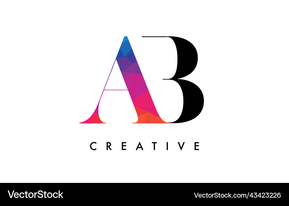 Ab letter design with creative cut and colorful Vector Image