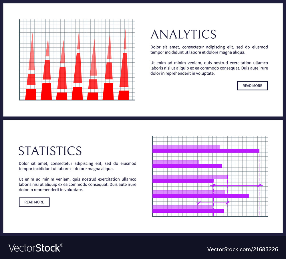 Analytics statistics pages set Royalty Free Vector Image