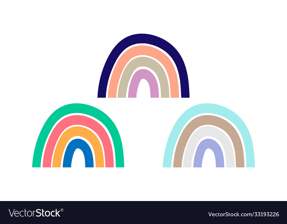 Boho rainbow set icons isolated on white Vector Image