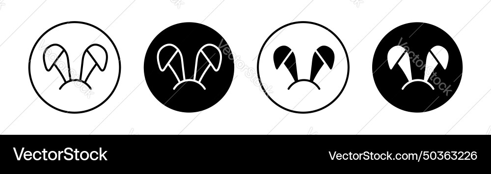 Bunny ear icon set rabbit large ears in a black Vector Image