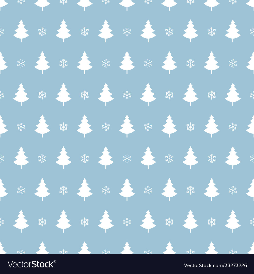 Christmas tree snowflake seamless pattern blue Vector Image