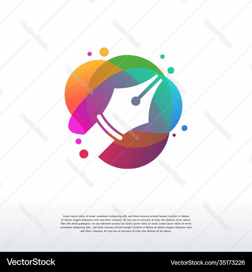 Colorful pen logo writer designs template Vector Image