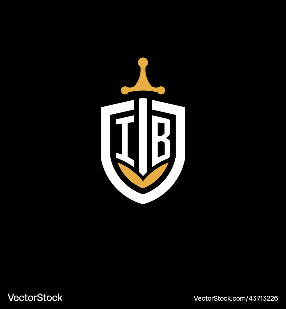 Creative letter ib logo gaming esport with shield Vector Image