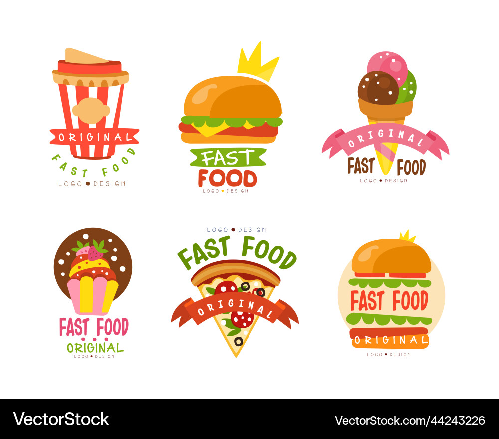 Fast food typographic logo or label design Vector Image
