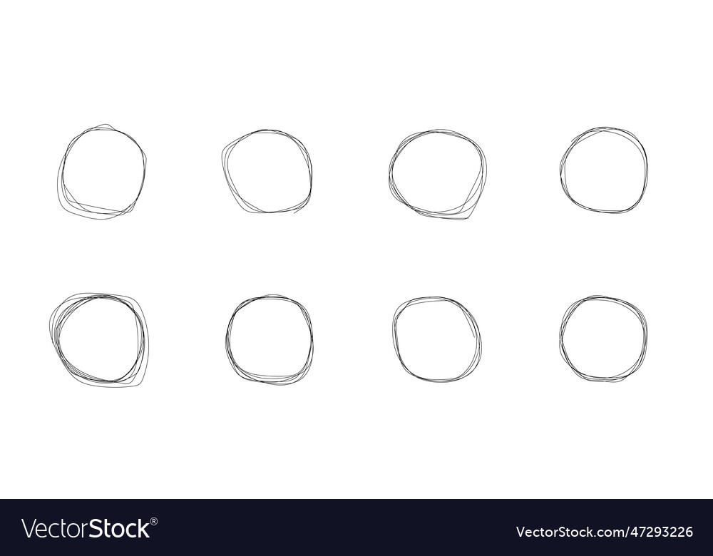 Hand drawn circles sketch frame set rounds Vector Image