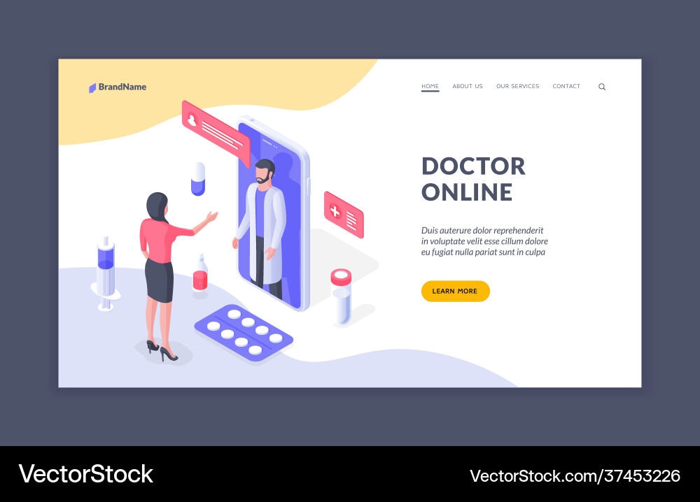 Isometric web page design promoting medical online