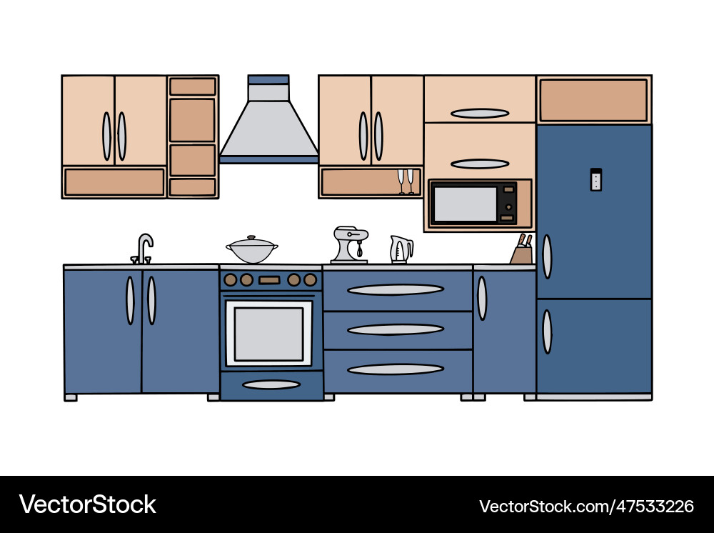 Kitchen with furniture modern cozy kitchen Vector Image