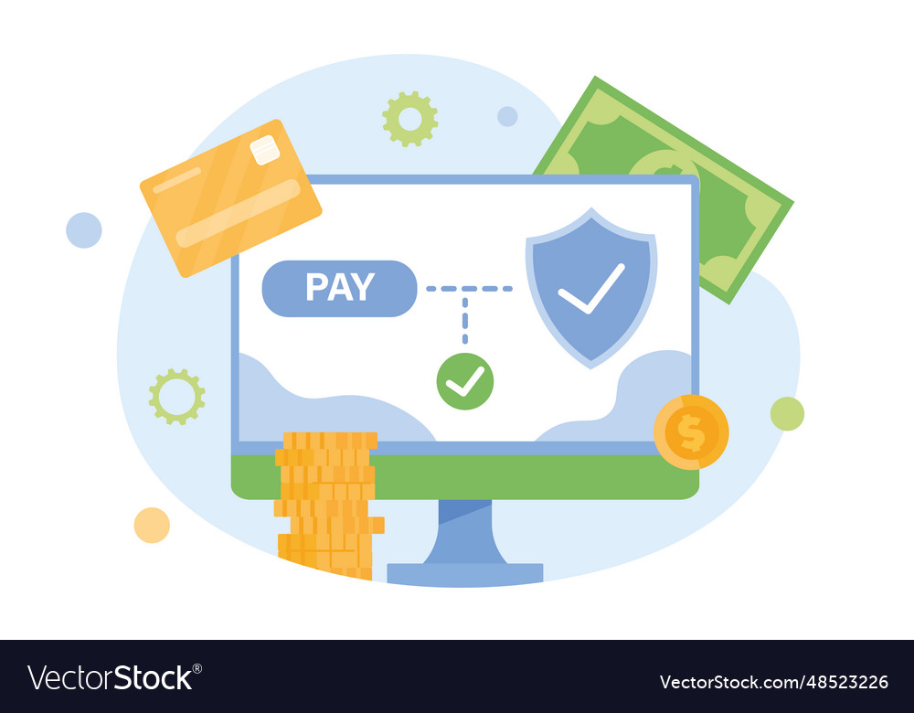 Secure payment at computer concept Royalty Free Vector Image