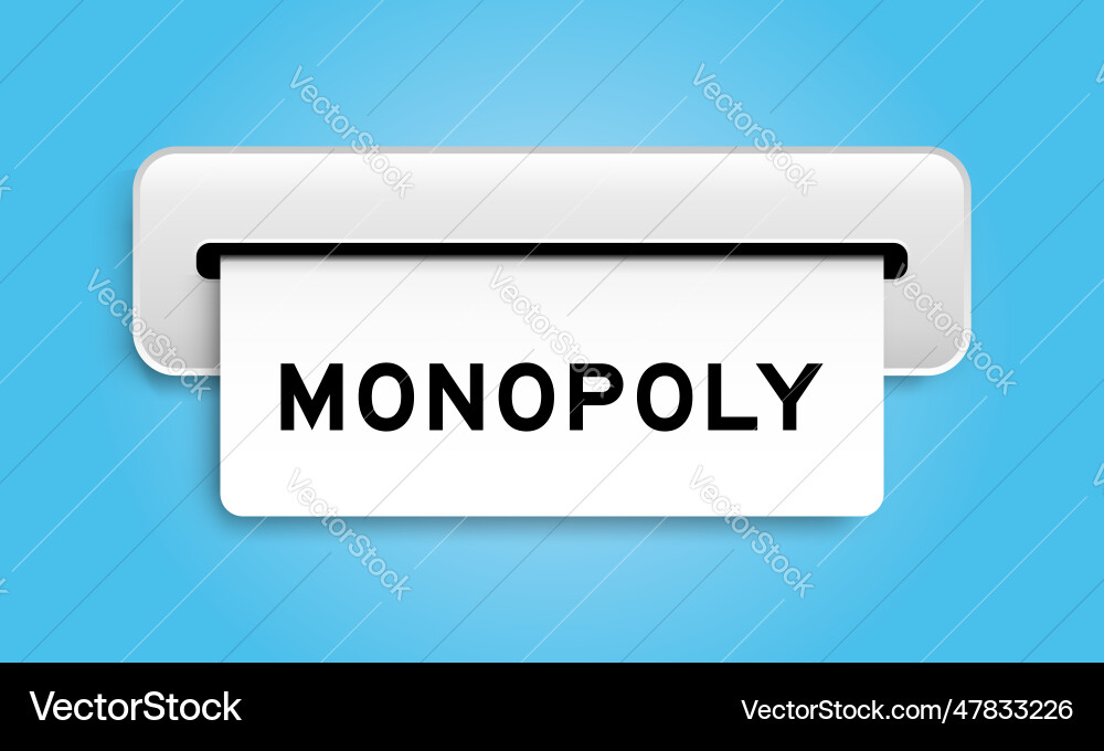 White coupon banner with word monopoly from Vector Image