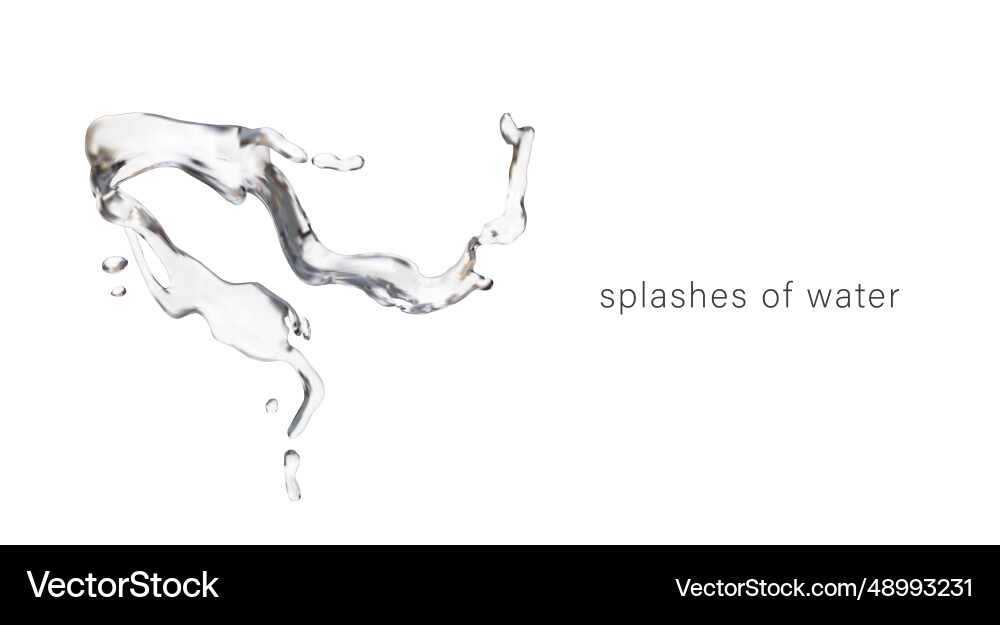 3d realistic splashes of crystal water on white Vector Image