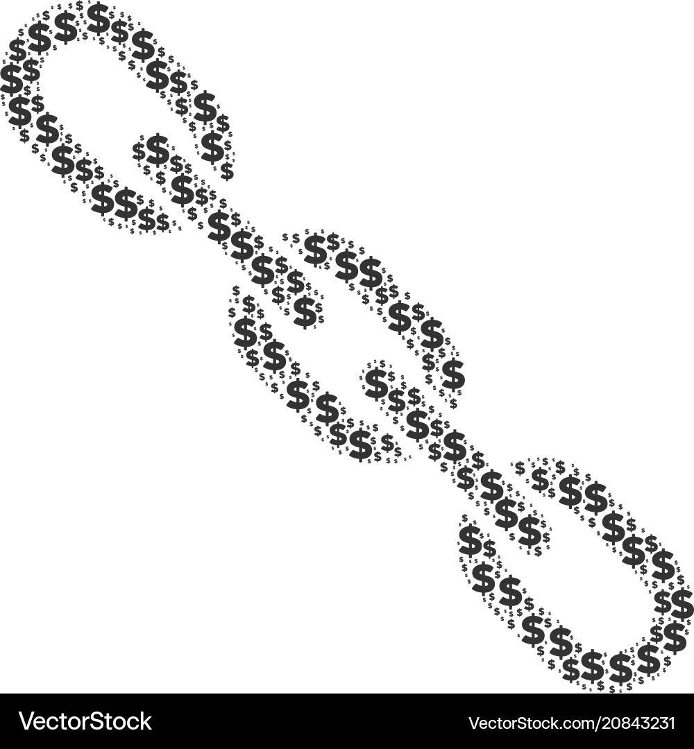 Chain collage of dollar and dots Royalty Free Vector Image
