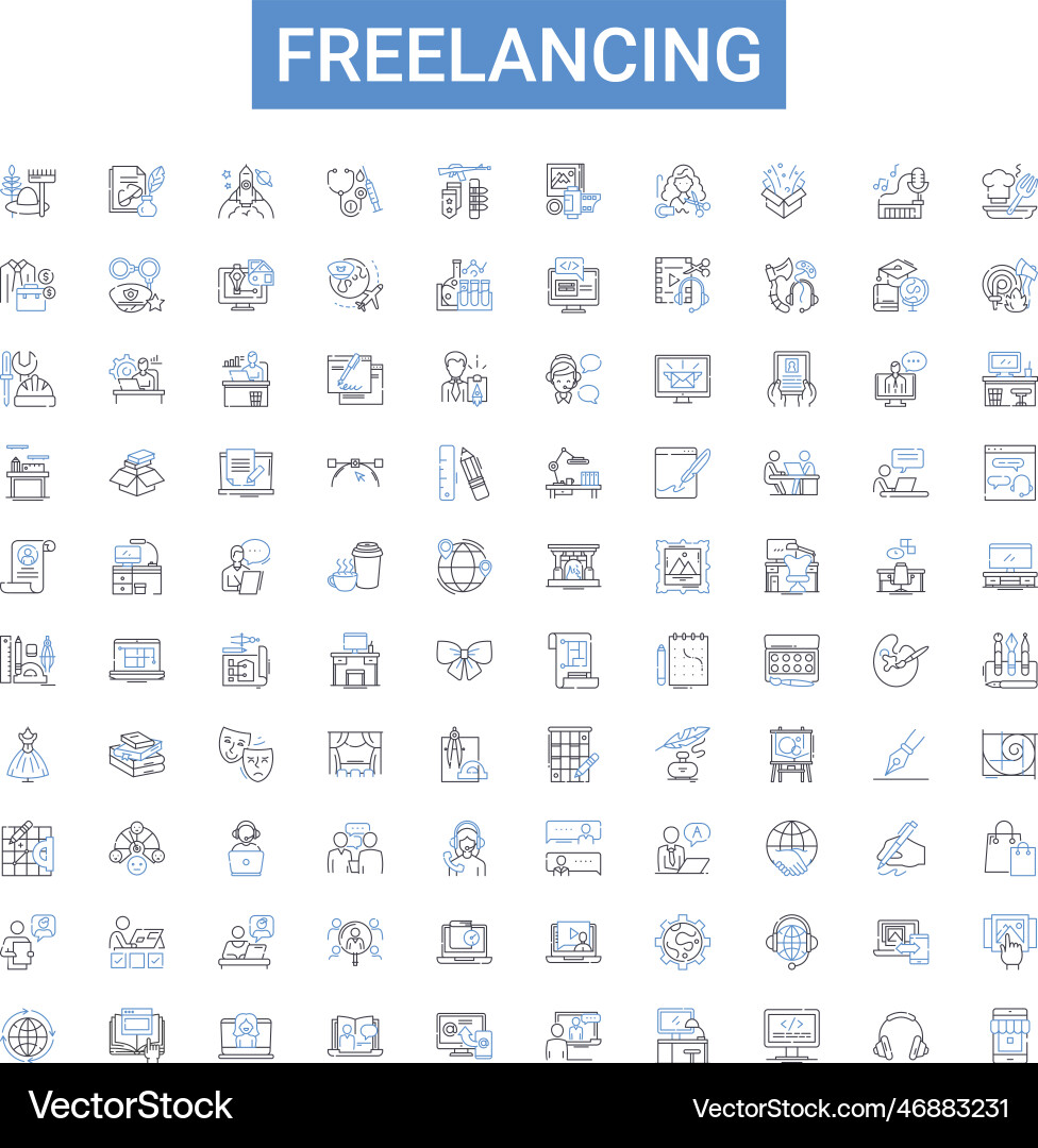 Freelancing outline icons collection freelance Vector Image