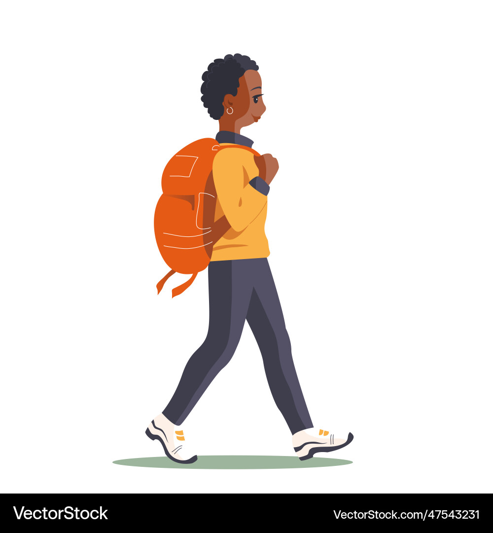 Girl with a tourist backpack on white background Vector Image