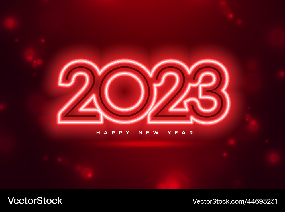 Glowing neon 2023 text for new year red banner Vector Image