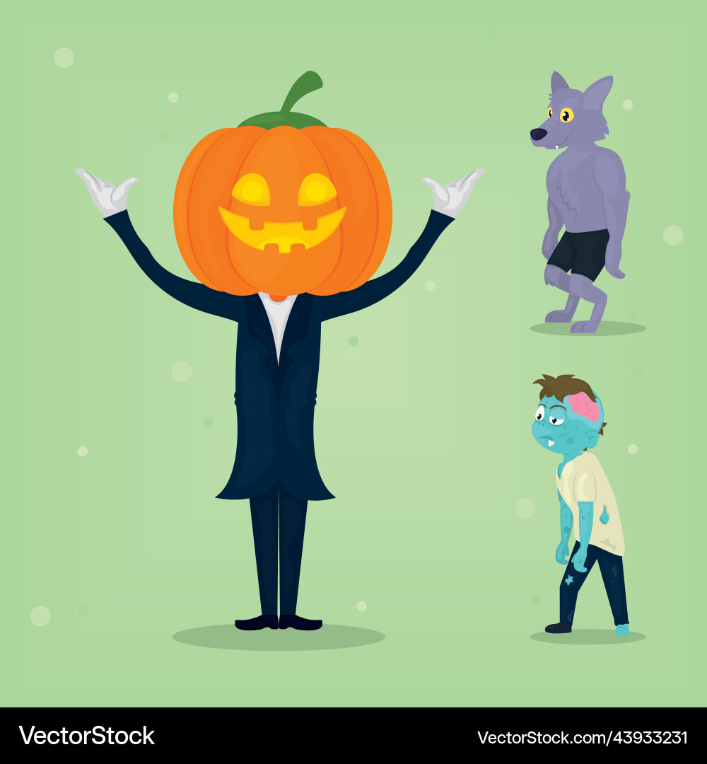 Halloween characters set Royalty Free Vector Image