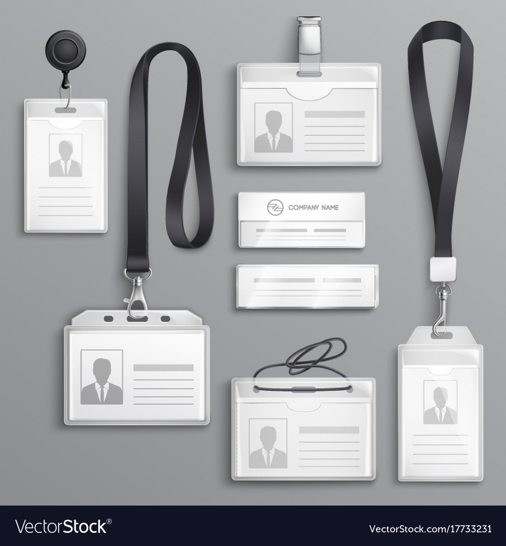 Identification cards badges samples set Royalty Free Vector