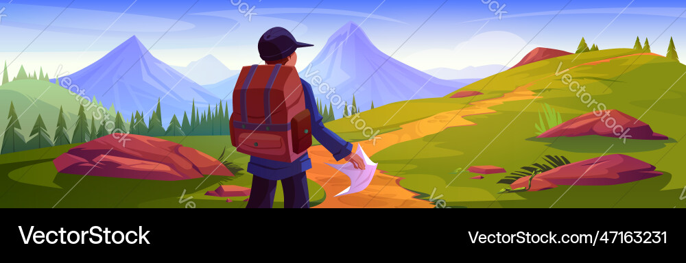 Man travel and explore mountain adventure Vector Image