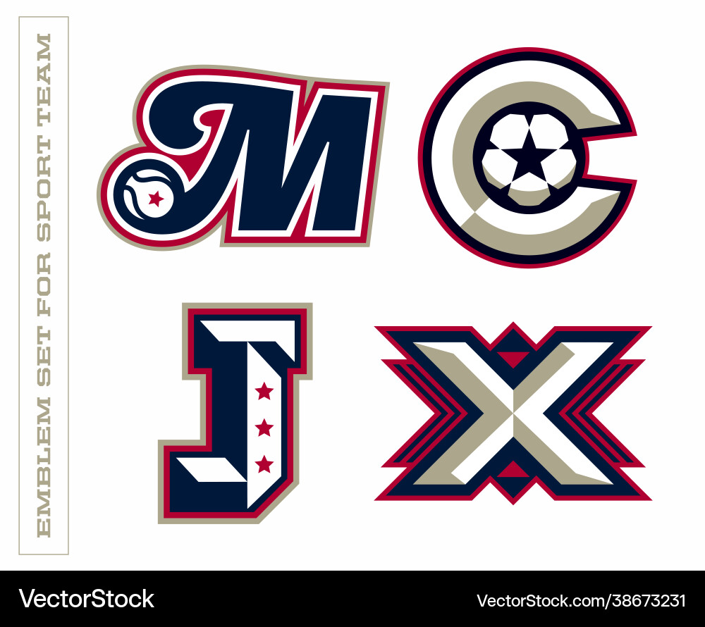 Modern professional letter emblems for sport teams