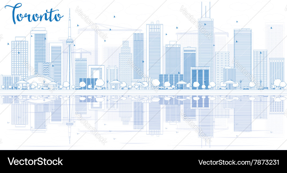 Outline Toronto skyline with blue buildings Vector Image