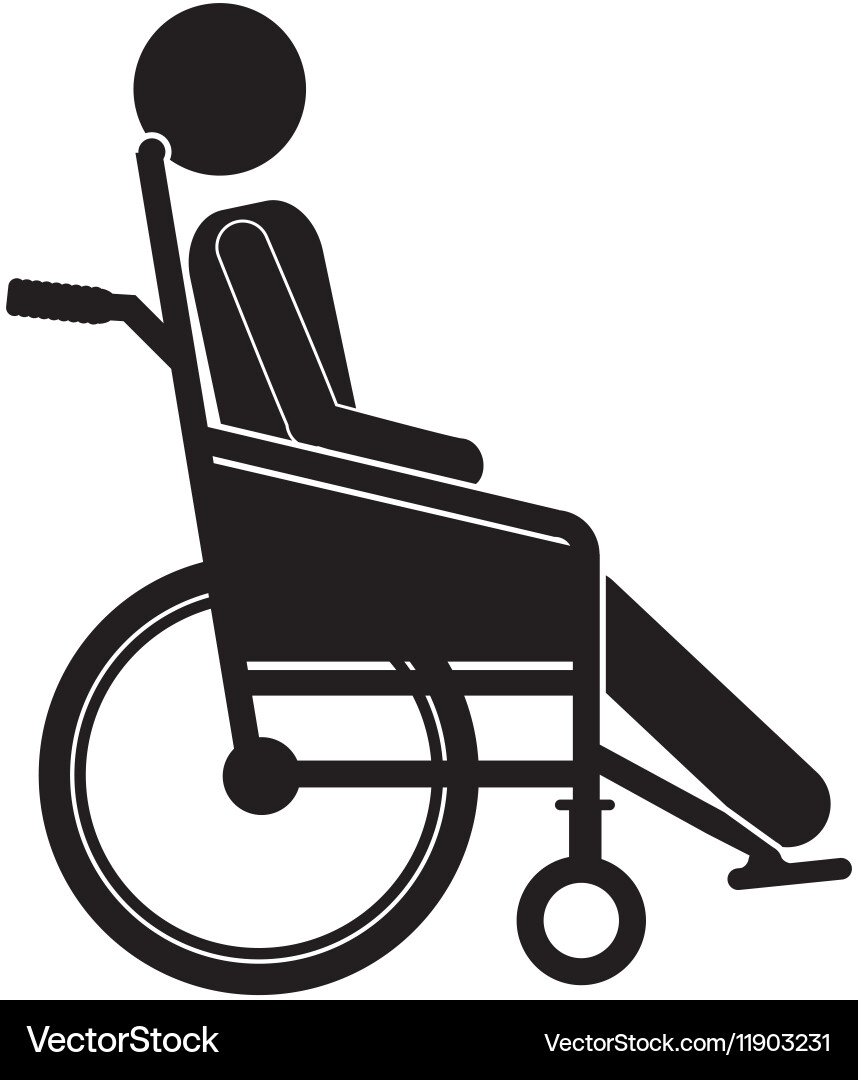Person sitting wheelchair flat icon Royalty Free Vector