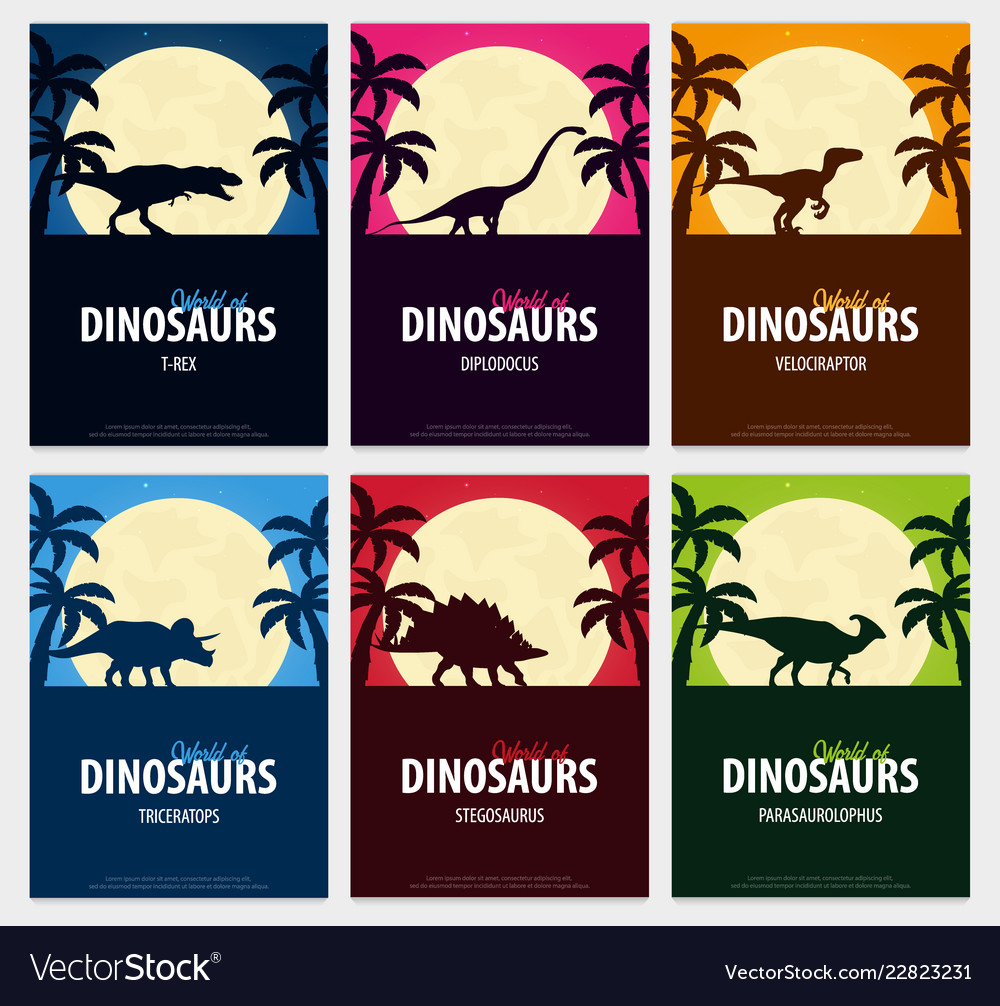 Posters collection world dinosaurs prehistoric Vector Image