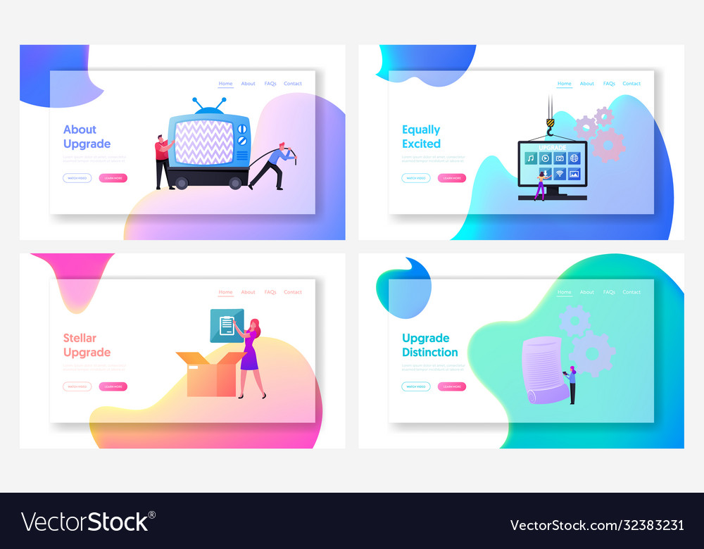 Program upgrading landing page template set tiny Vector Image