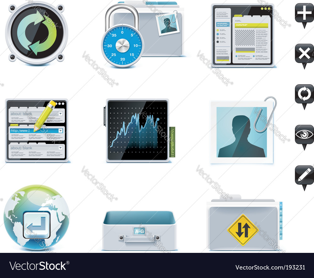 Server administration icons Royalty Free Vector Image