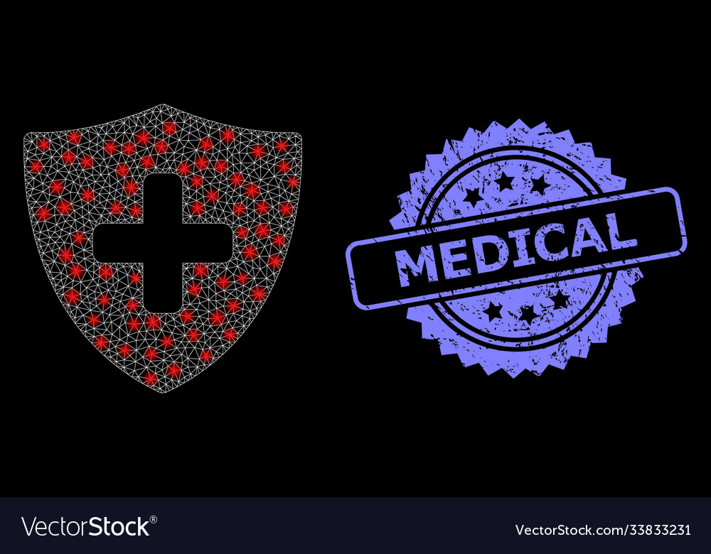 Textured medical stamp seal and bright web network Textured medical stamp seal and bright web network