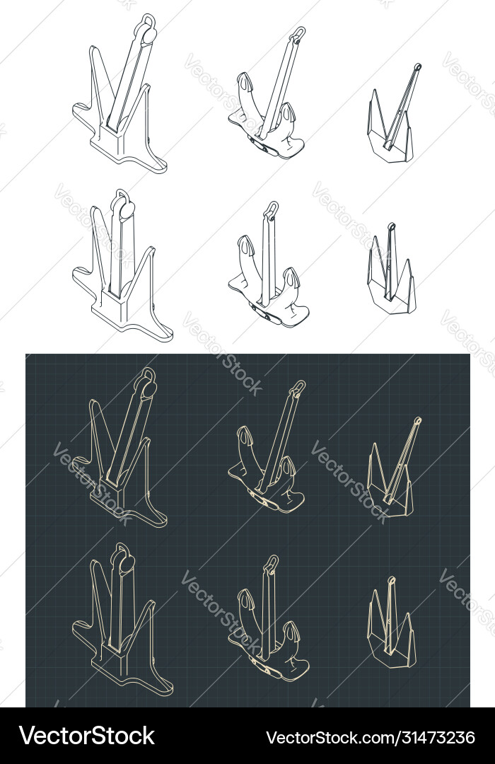 Anchors set drawing Royalty Free Vector Image - VectorStock