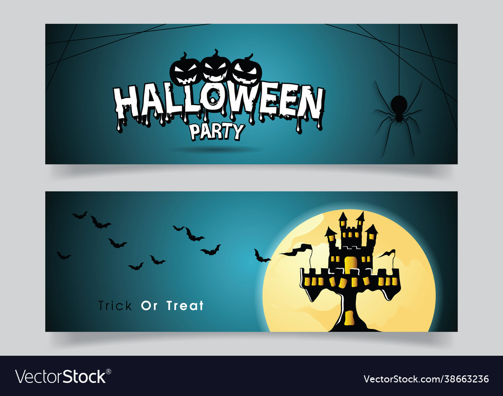 Banner set with halloween spider and haunted Vector Image