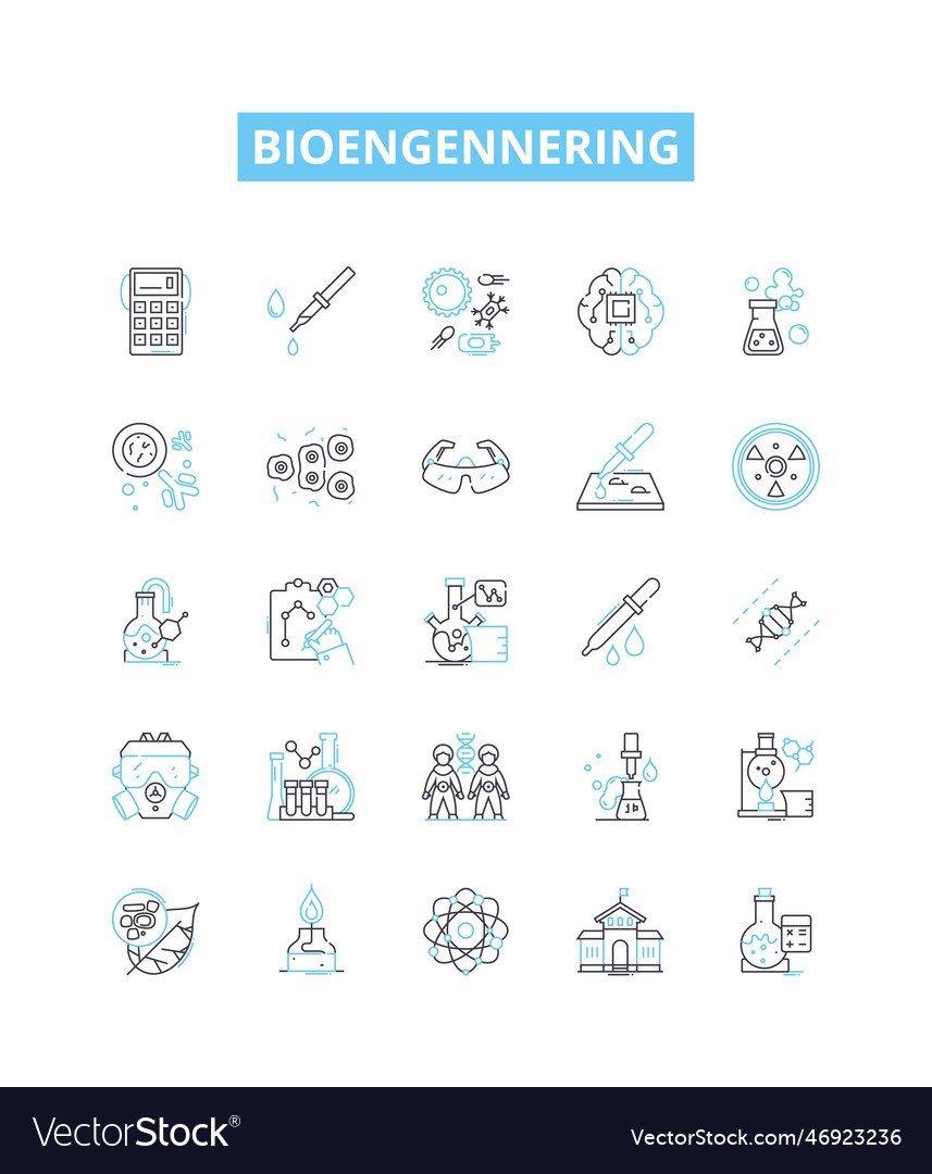 Bioengennering line icons set Royalty Free Vector Image