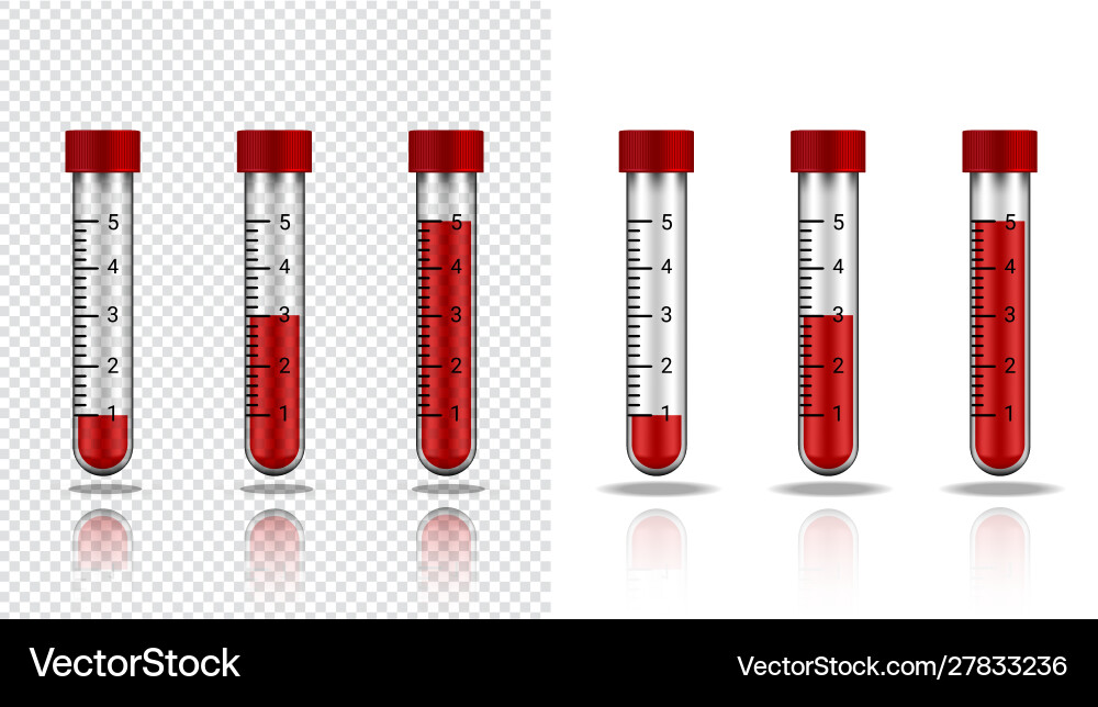 Blood bottle mock up realistic transparent test Vector Image