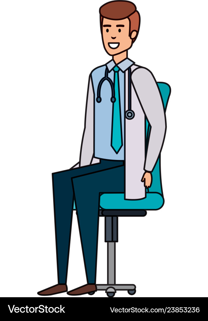 Doctor sitting in office chair Royalty Free Vector Image