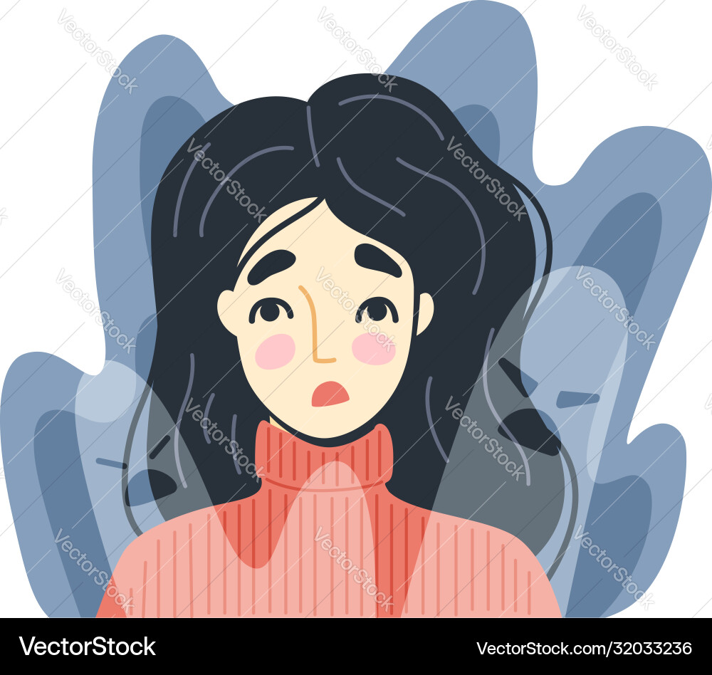 Frightened scared young woman surrounded Vector Image