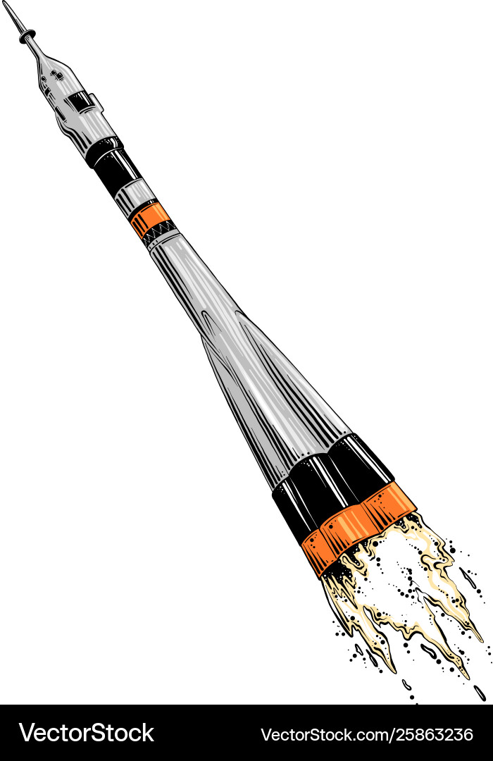 Hand drawn sketch rocket in color isolated on Vector Image