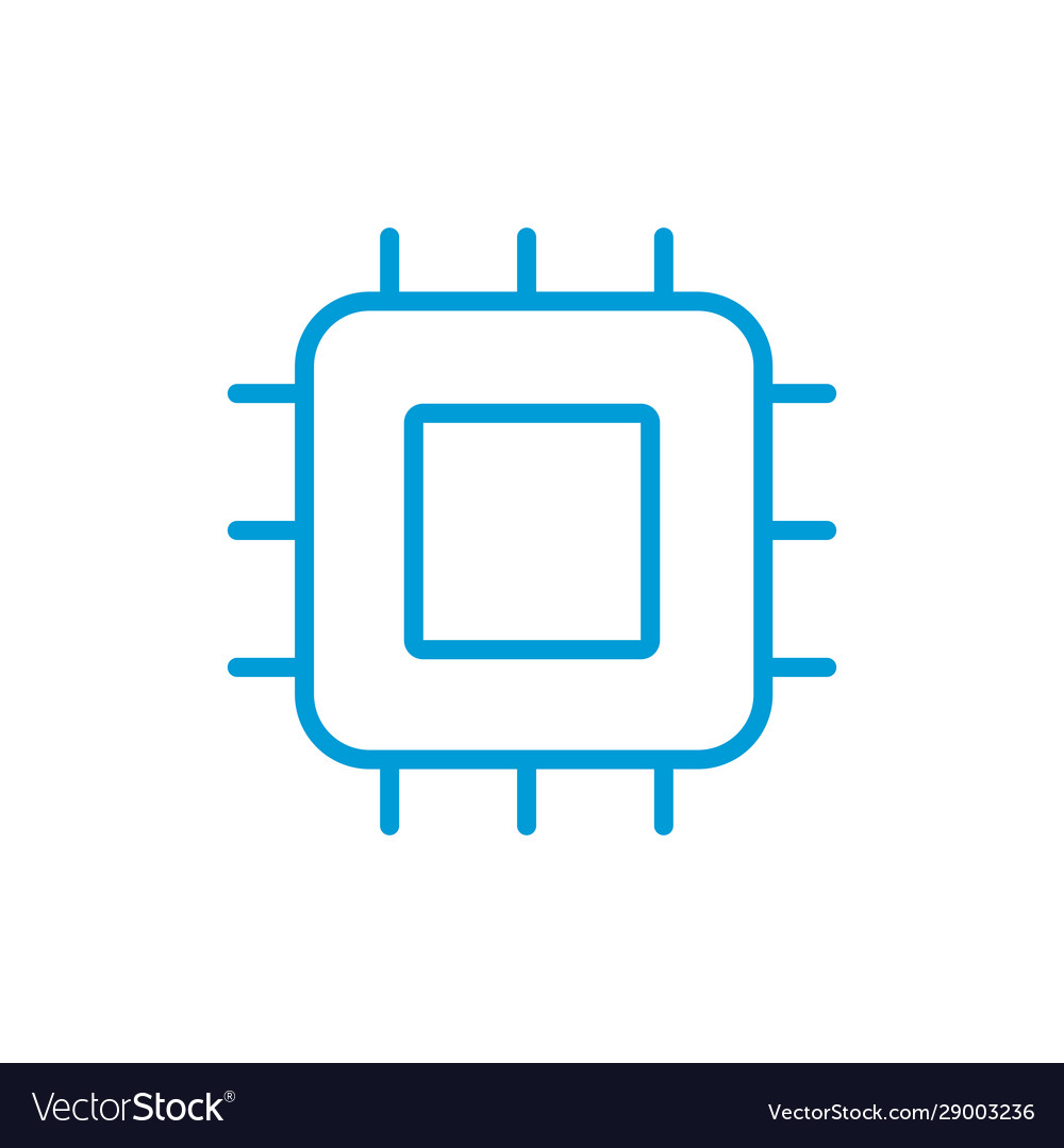 Processor linear icon core thin line chip Vector Image