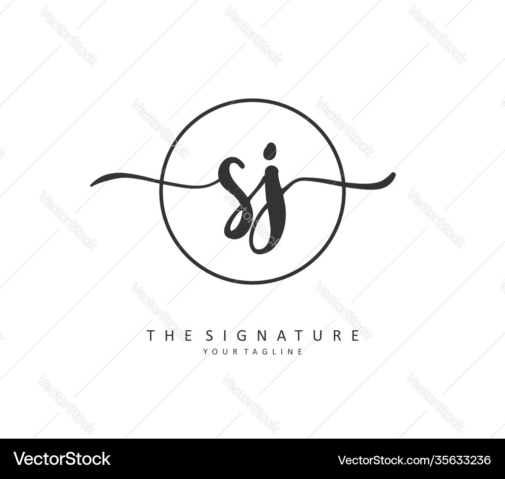 Sj initial letter handwriting and signature logo Vector Image