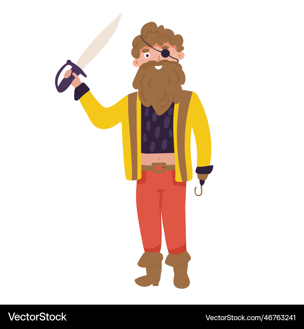 A pirate captain happy friendly cartoon character Vector Image