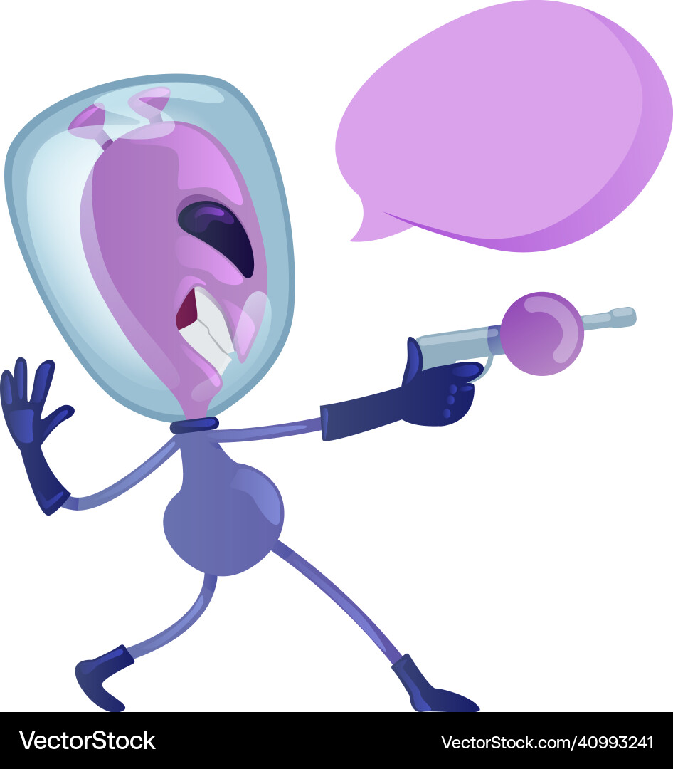 Alien shooting gun flat cartoon martial Royalty Free Vector