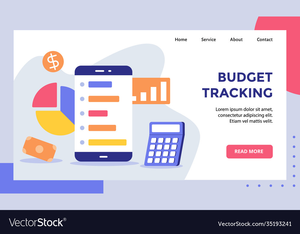 Budget tracking smartphone for web website home Vector Image