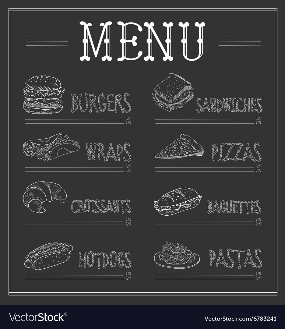 Chalkboard Menu Template Royalty Free Vector Image